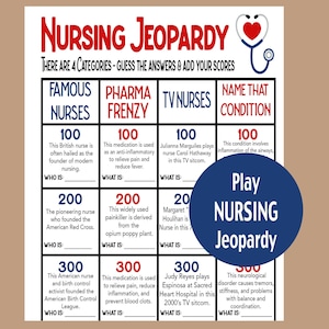 Nurse Appreciation Game, Nurse Jeopardy Game, Nurse Trivia Game, Nurse ...