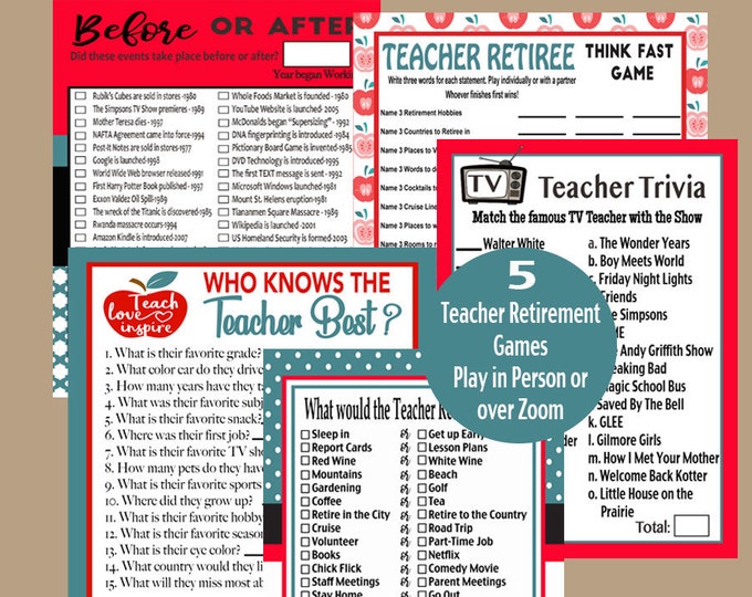 Retirement Games Teacher Retirement Party Retirement Trivia - Etsy