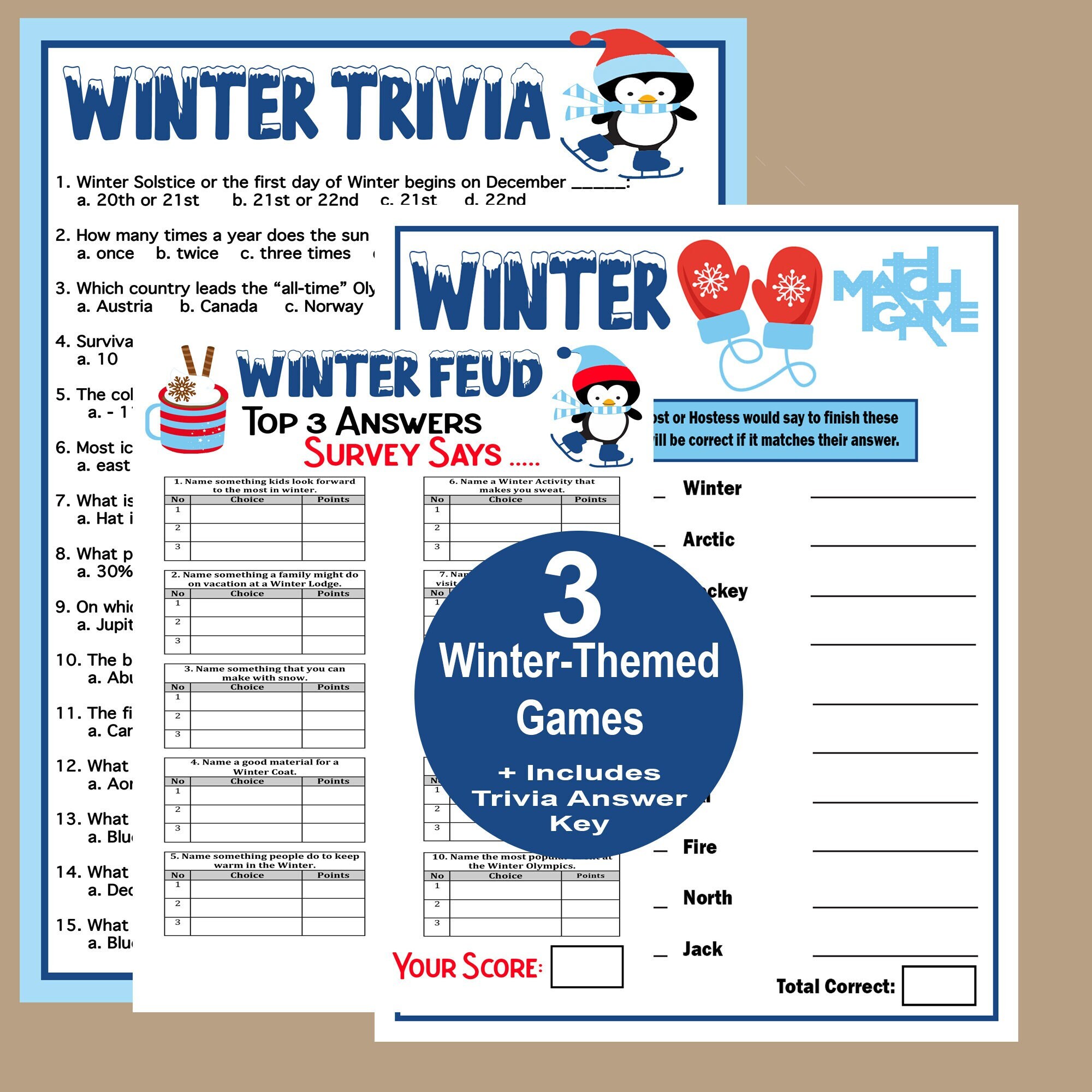 Winter Games, Winter Party Games, Skating Party Game, Tween and Teen ...