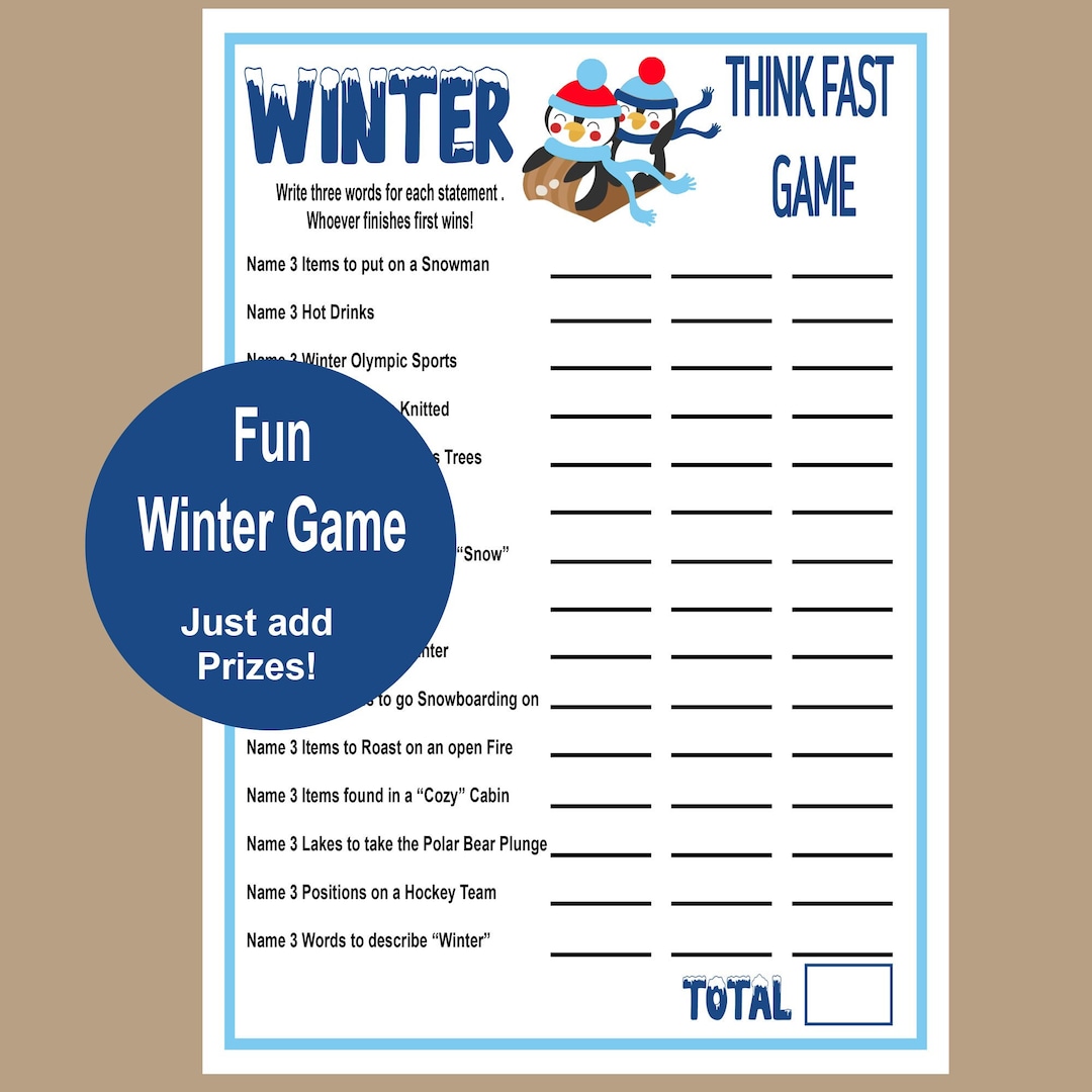 Winter Trivia Game, Think Fast Game, Winter Printable Games, Fun Winter ...