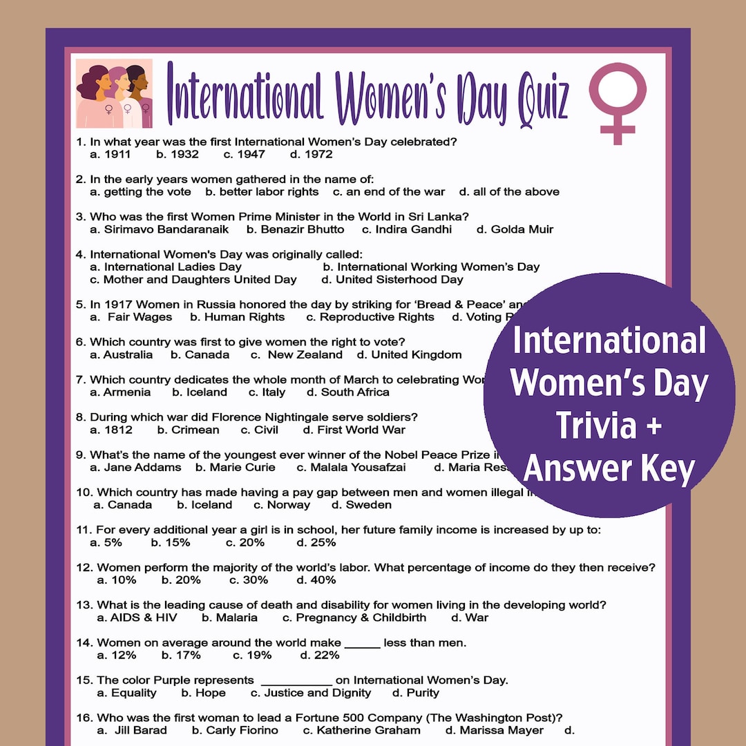 International Women's Day Trivia, Women's History Month Trivia Game ...