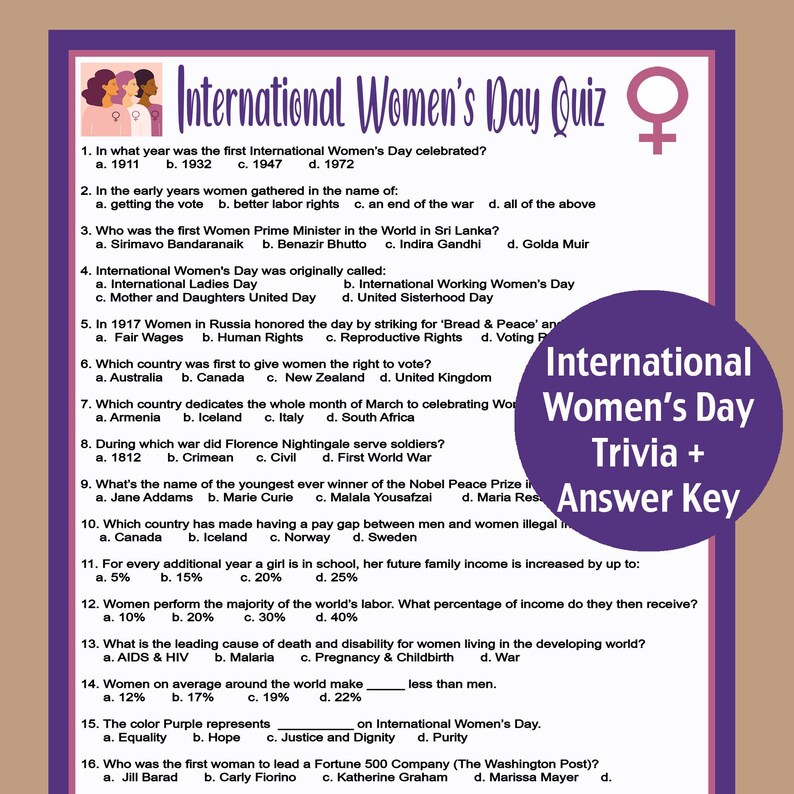 International Women's Day Trivia, Women's History Month Trivia Game ...