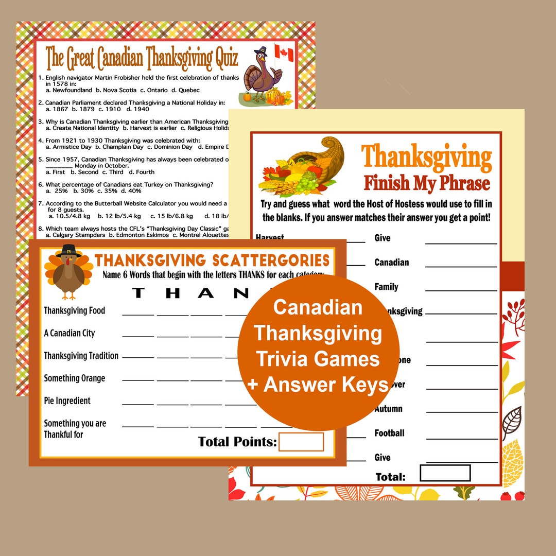Thanksgiving Games, Canadian Thanksgiving Trivia, Adult Party Games ...