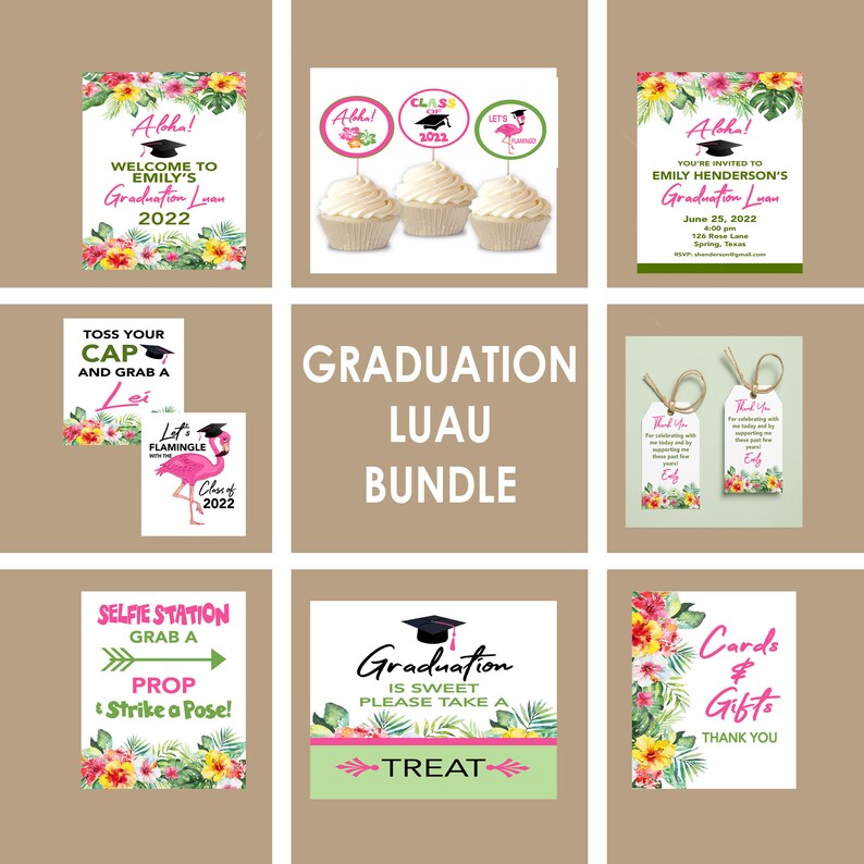 Graduation Decoration Bundle Graduation Luau Party High - Etsy