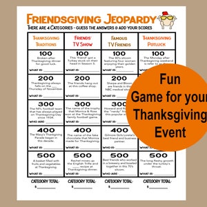 Friendsgiving Trivia Game, Friendsgiving Jeopardy Game, Friendsgiving ...