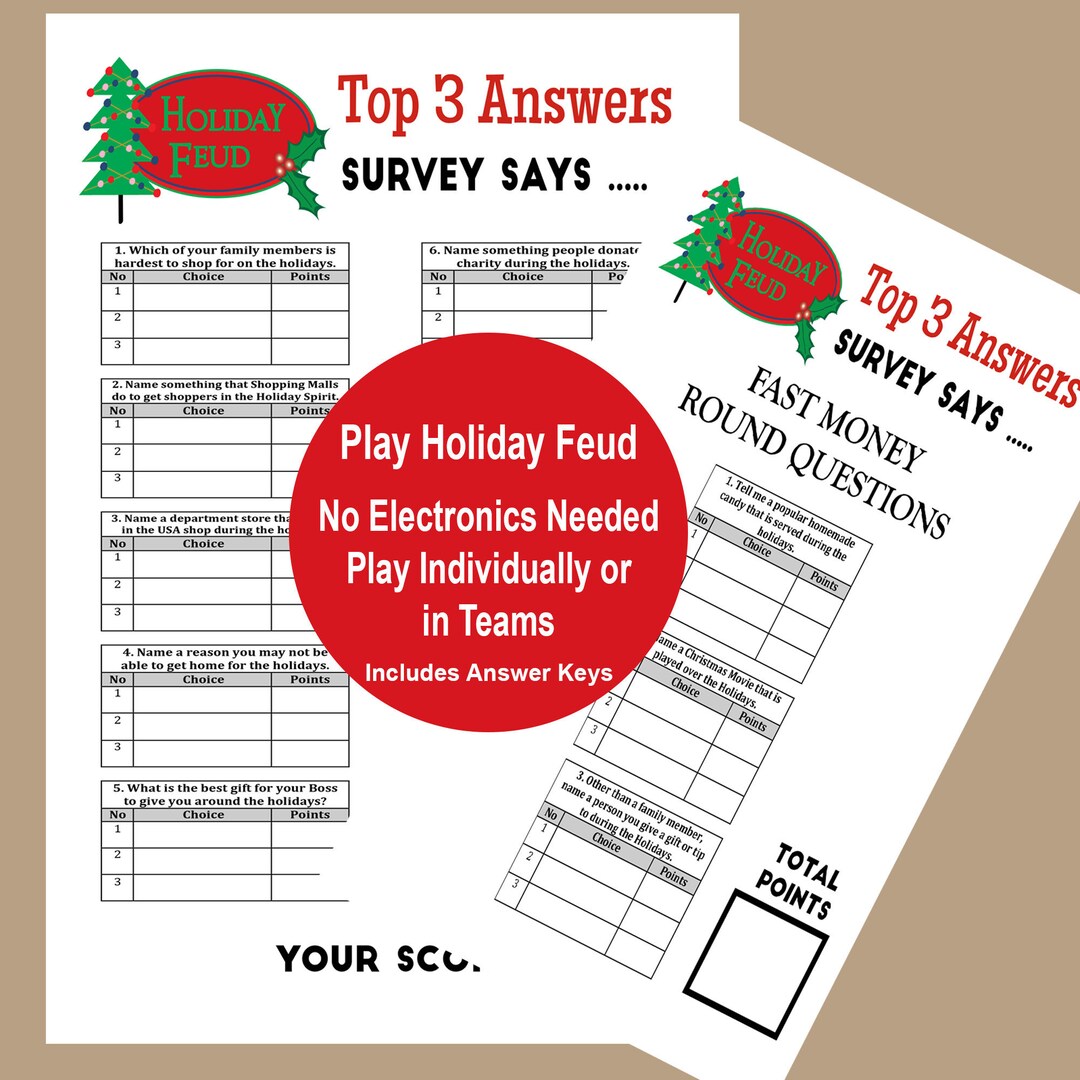 Family Feud Holiday Edition, Family Feud Game, Holiday Trivia Game ...