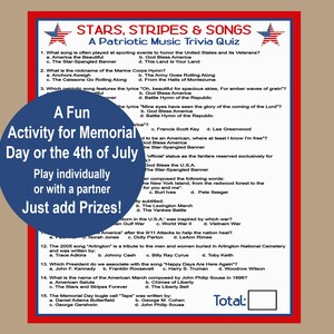 4th of July Trivia Games, Memorial Day Music Trivia, Independence Day ...