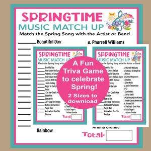 Spring Music Trivia, Spring School Trivia Game, Fun Spring Songs Game ...