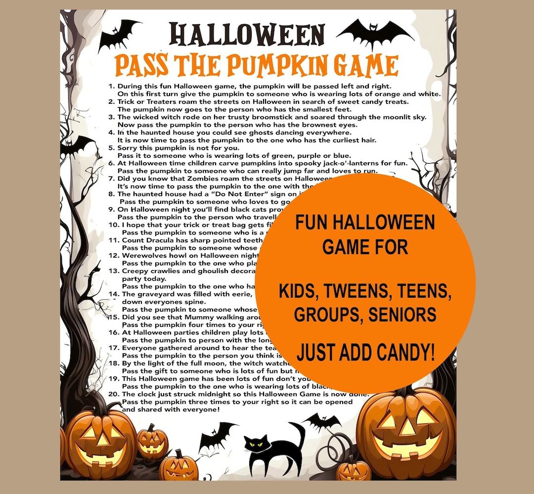 Halloween Game for Kids, Halloween Pass the Prize Game, Halloween Candy ...