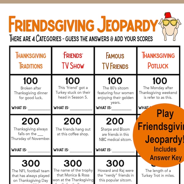 Thanksgiving Jeopardy - Etsy