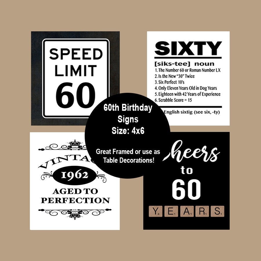 60th Birthday Printable Table Party Signs 60th Party | Etsy Canada
