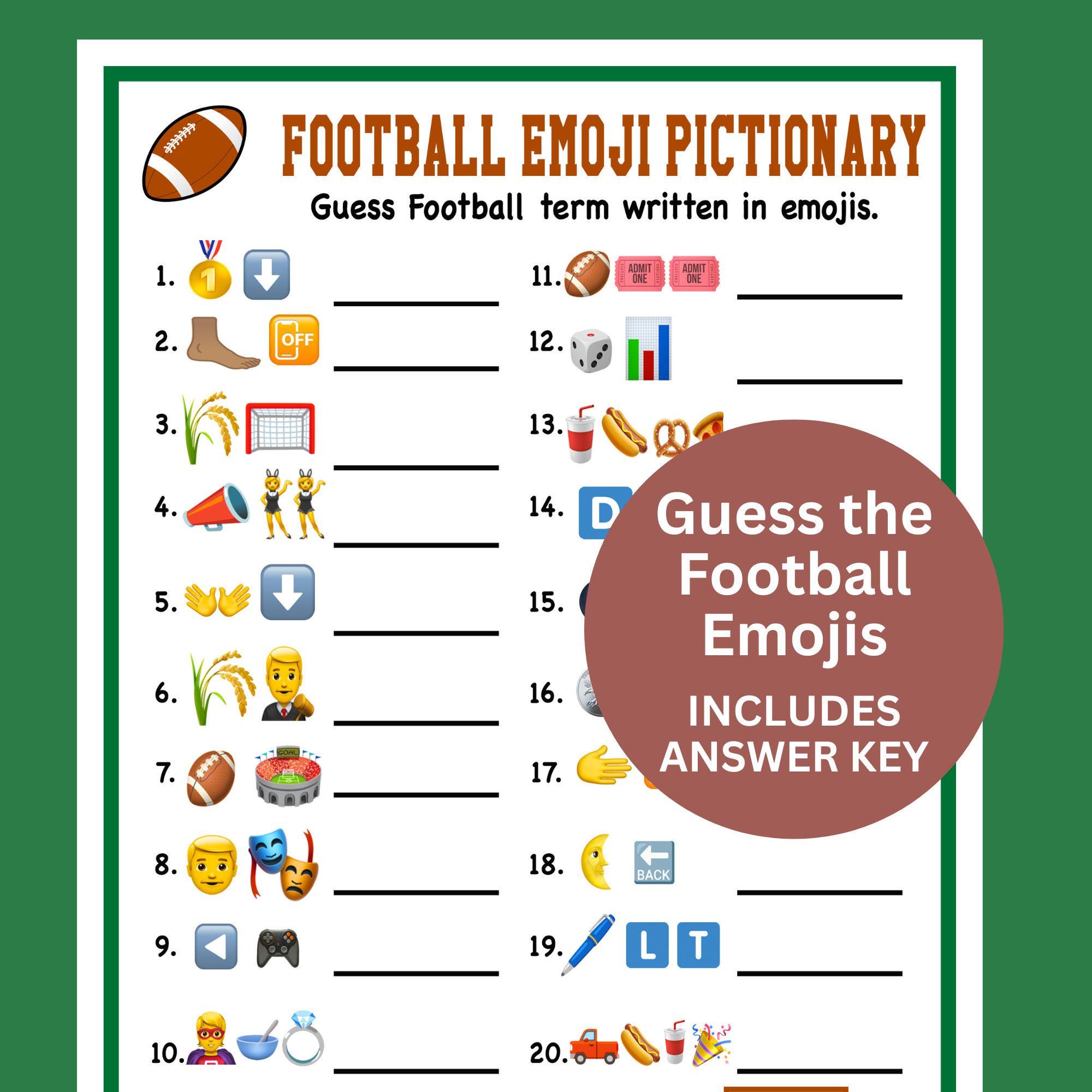 Football Emoji Game, the Big Game Jeopardy, Printable Supe LX Game ...
