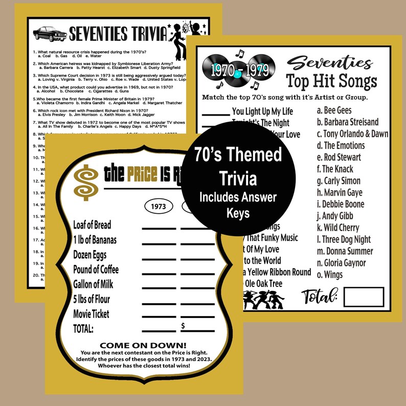 70s Trivia Games 1973 Class Reunion Game 1973 Trivia Games - Etsy Canada