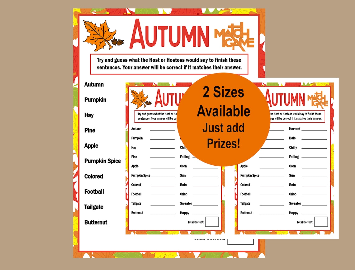 Autumn Trivia Game Autumn Finish the Phrase Game Fall - Etsy