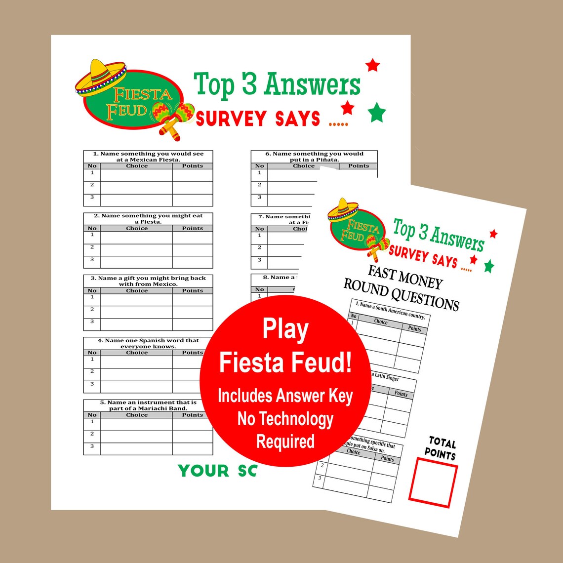 Fiesta Party Games Fiesta Family Feud Game Fiesta Birthday - Etsy