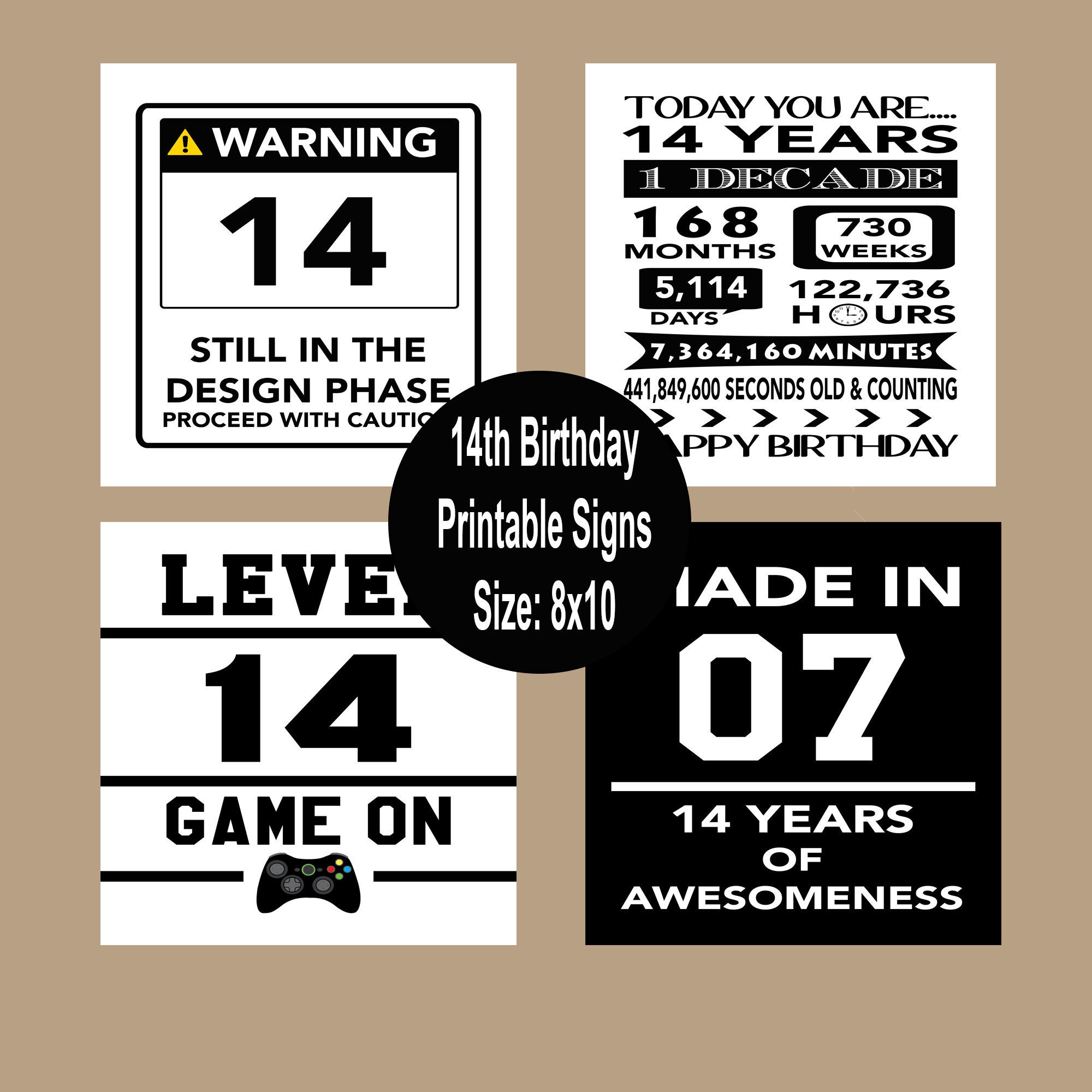 14th Birthday Signs 14th Birthday Party Decorations 14th | Etsy
