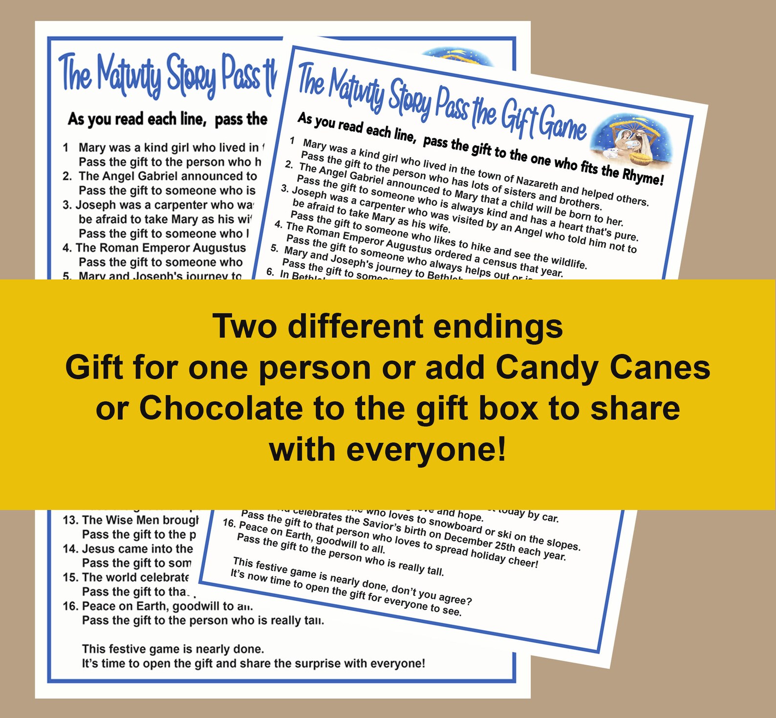 Nativity Pass the Gift Game, Nativity Game, Christmas Story Game ...