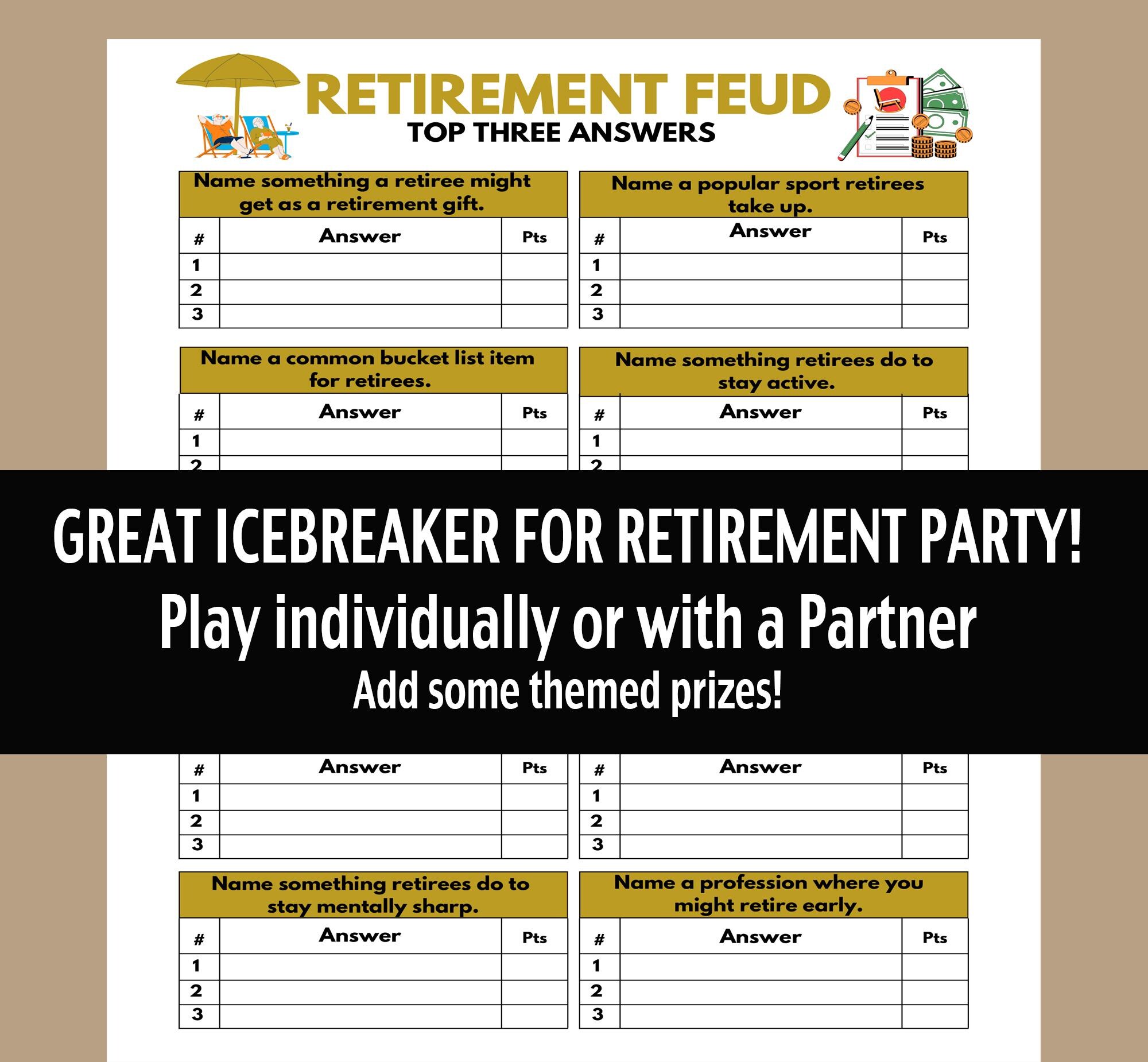 Retirement Family Feud Game, Retirement Trivia Game, Retirement ...
