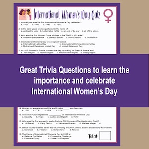 International Women's Day Trivia Women's (Download Now) - Etsy