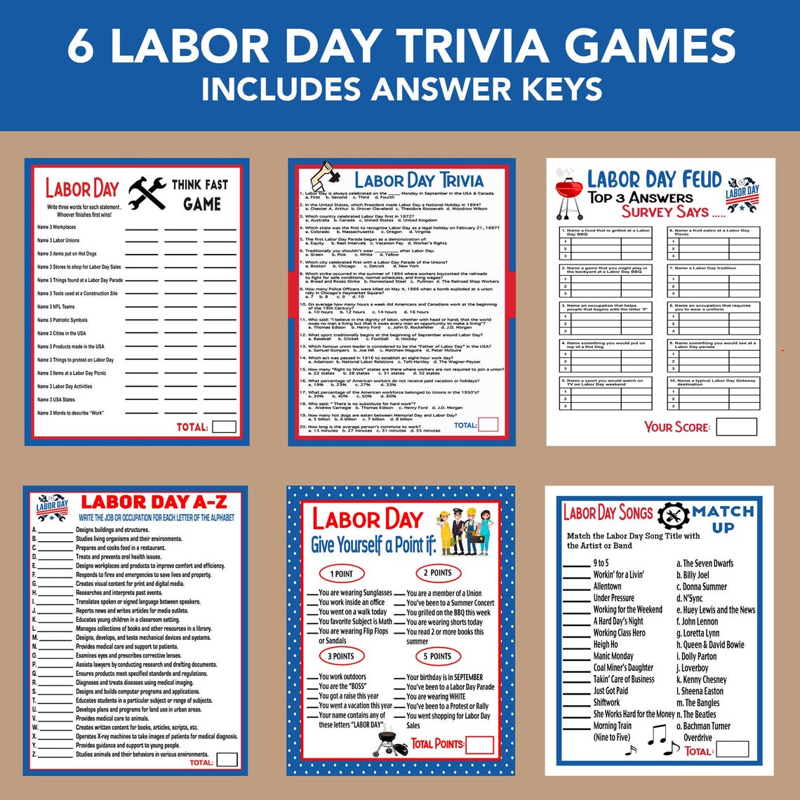 Labor Day Games, Labor Day Trivia, Labor Day Facts Quiz, Family BBQ ...