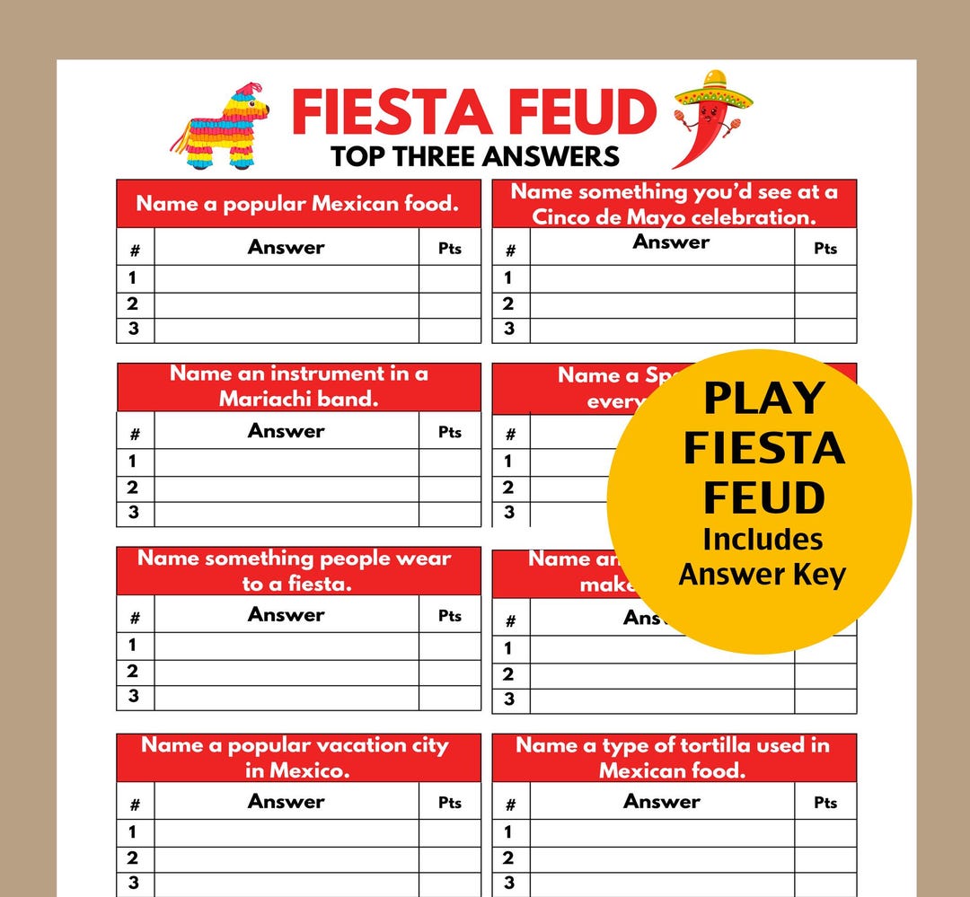 Fiesta Party Games, Fiesta Family Feud Game, Fiesta Birthday Games ...
