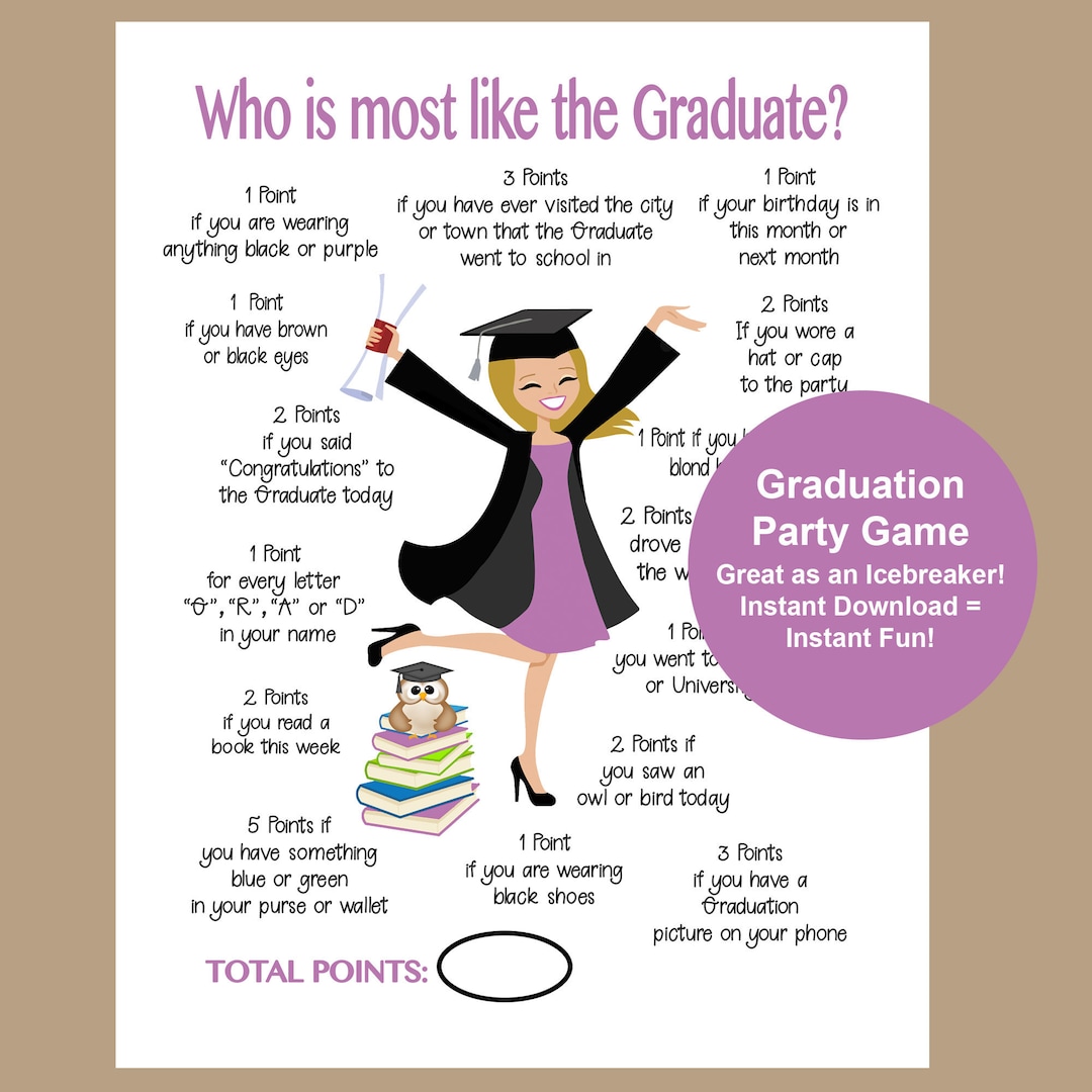 Graduation Party Game Printable, 2024 Graduation Games, Graduation ...