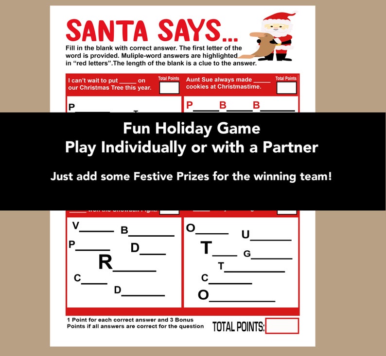 Christmas Games, Christmas Trivia Party Game, Holiday Dinner Games ...