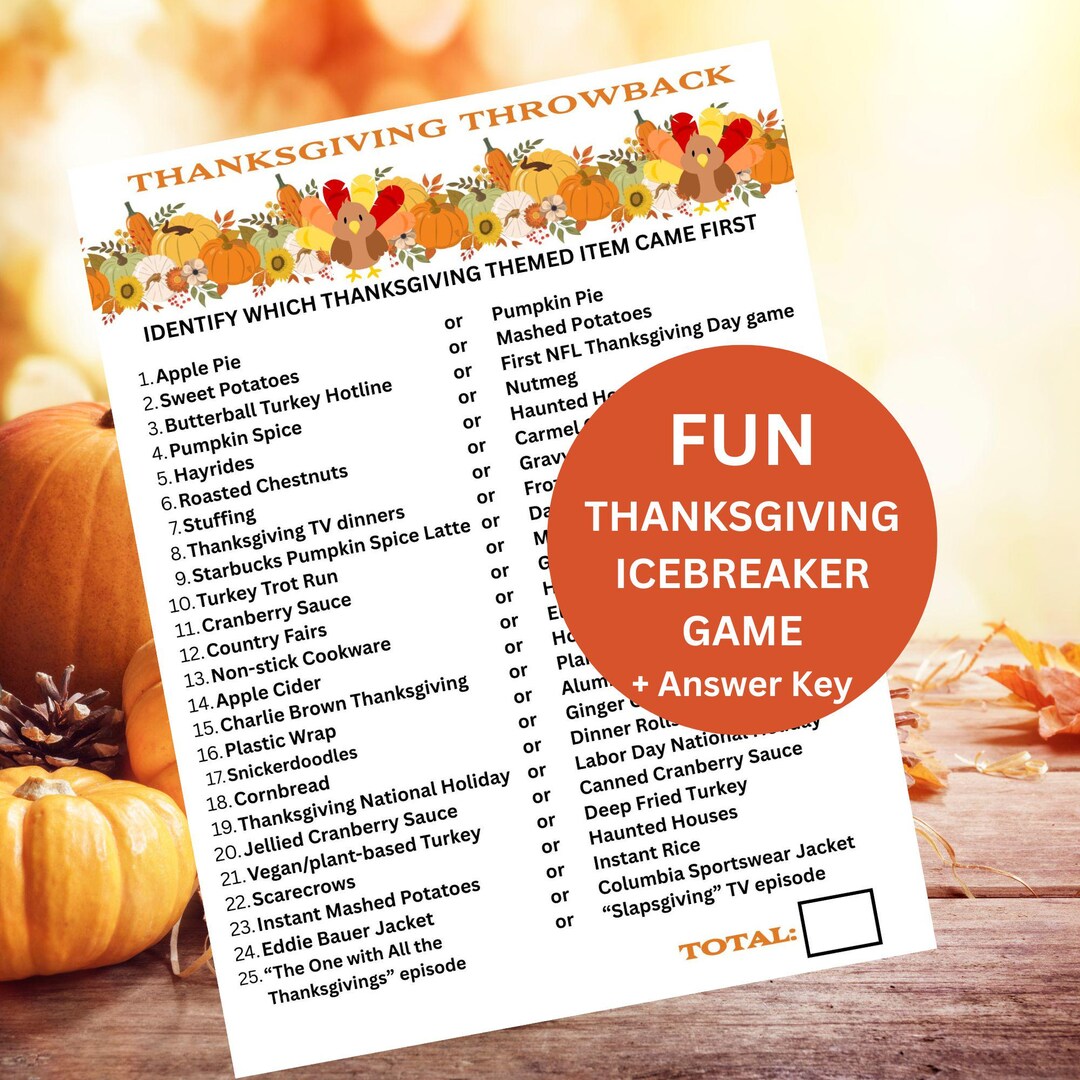 Thanksgiving Which Came First Game, Thanksgiving Icebreaker ...