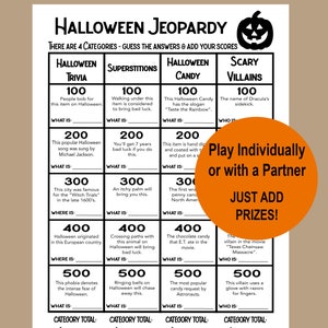 Halloween Trivia Game, Halloween Jeopardy Game, Halloween Activities ...