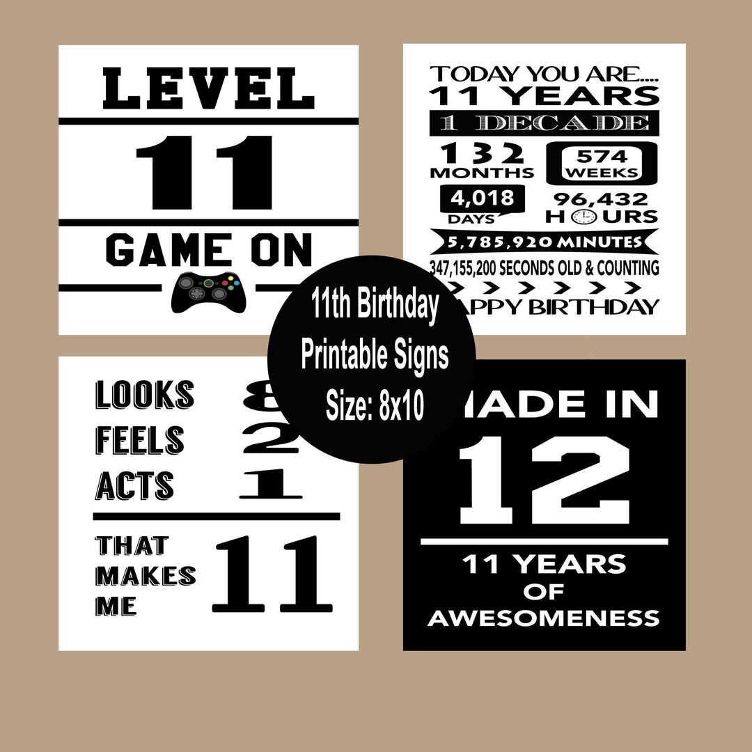 11th Birthday Signs, 11th Birthday Party Decorations, 11th Birthday ...