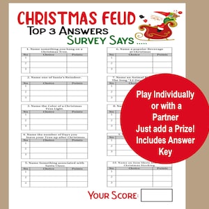 Christmas Family Feud, Family Feud Game, Christmas Trivia Game ...