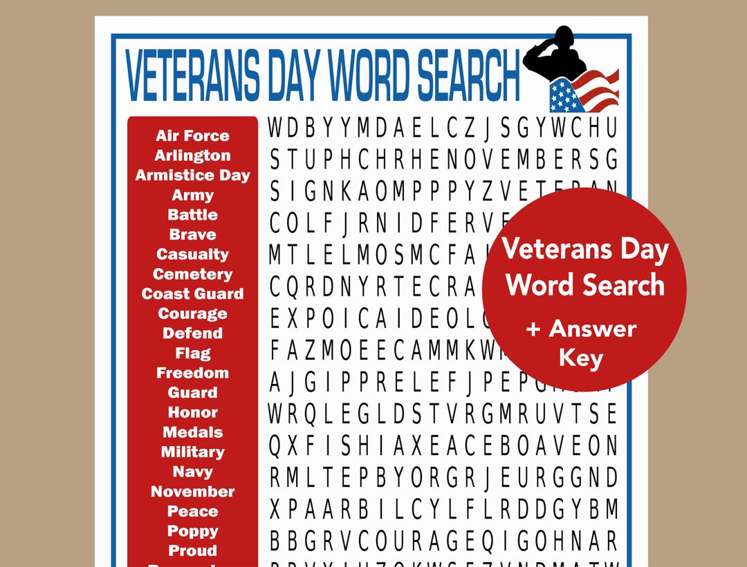 Veterans Day Word Search, Veterans Day Activity, Veterans Day Classroom ...