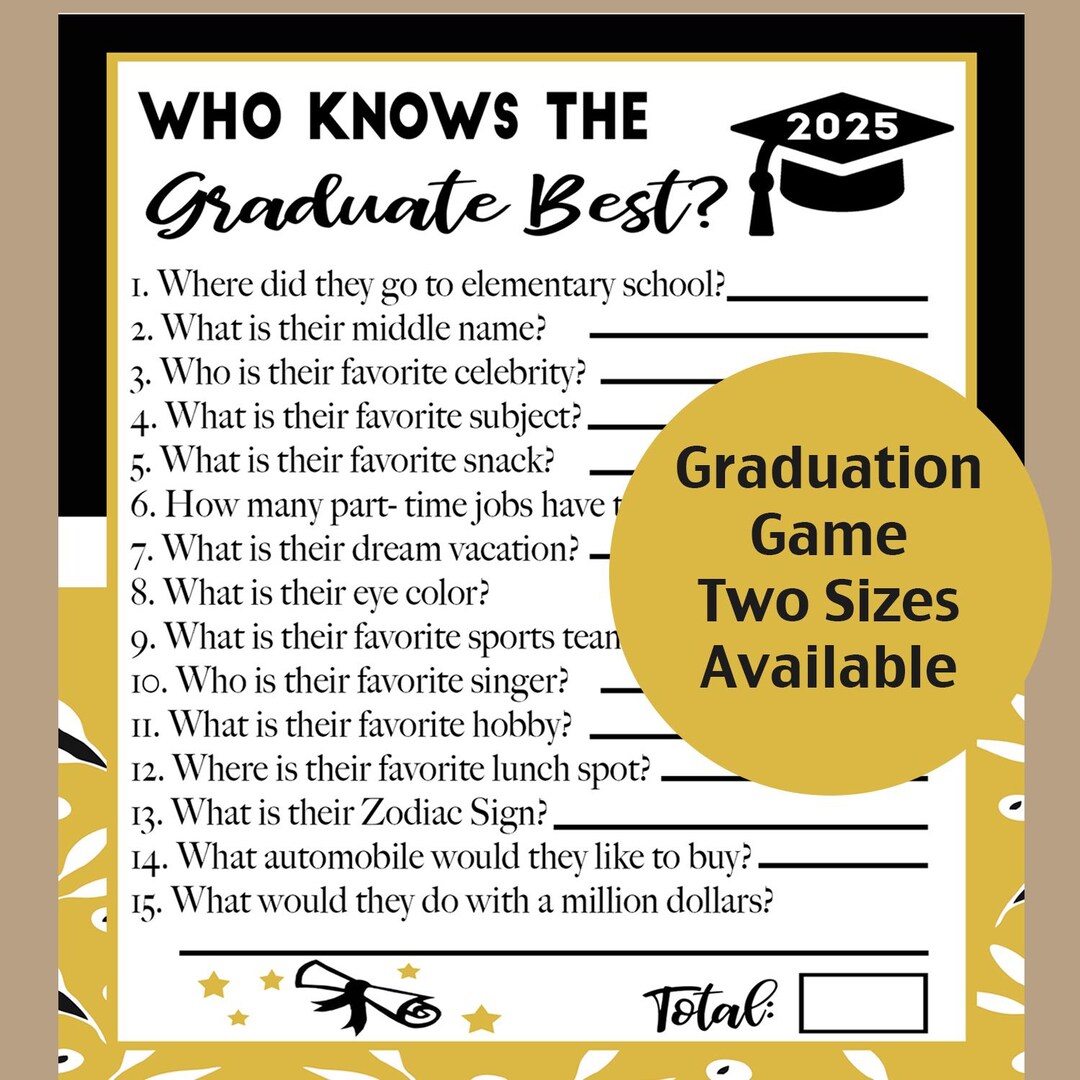 Graduation Game, 2025 Graduation Party, Who Knows the Graduate Best ...