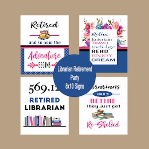 Librarian Retirement Party Signs, Retirement Decorations, Retirement ...