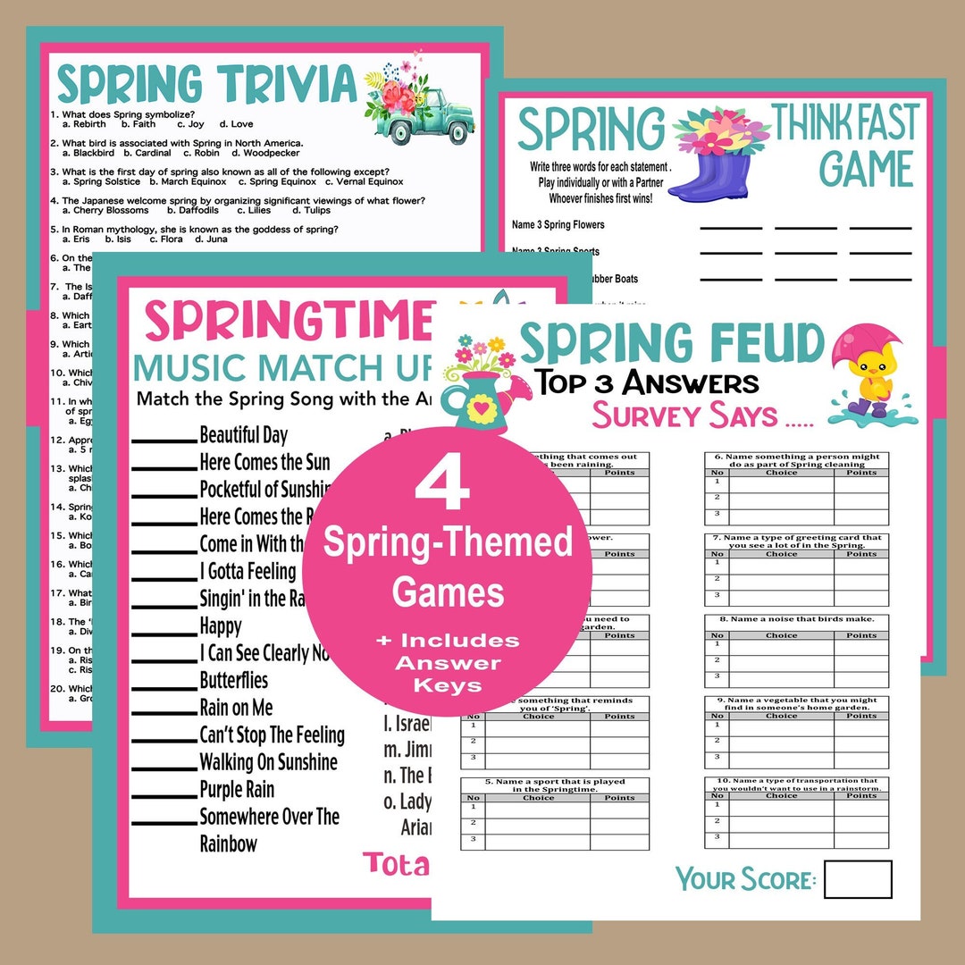 Spring Games, Spring Trivia Party Games, Tween and Teen Spring Games ...