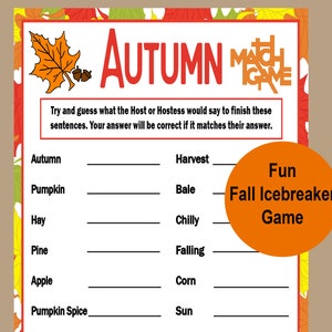 Autumn Trivia Game, Autumn Finish the Phrase Game, Fall Icebreaker Game ...