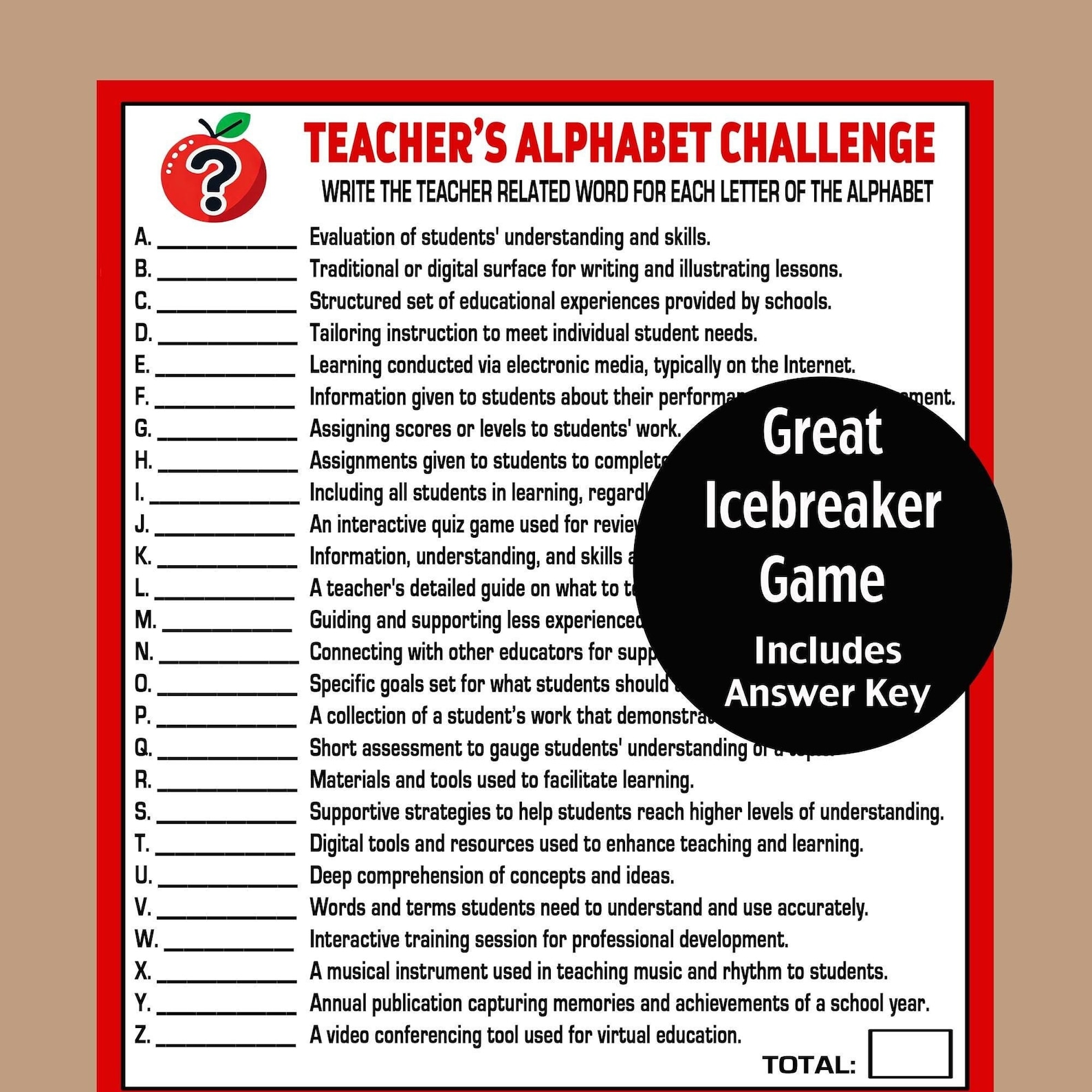 Teacher Trivia Game, Teacher Alphabet Game, Teacher Retirement Game ...