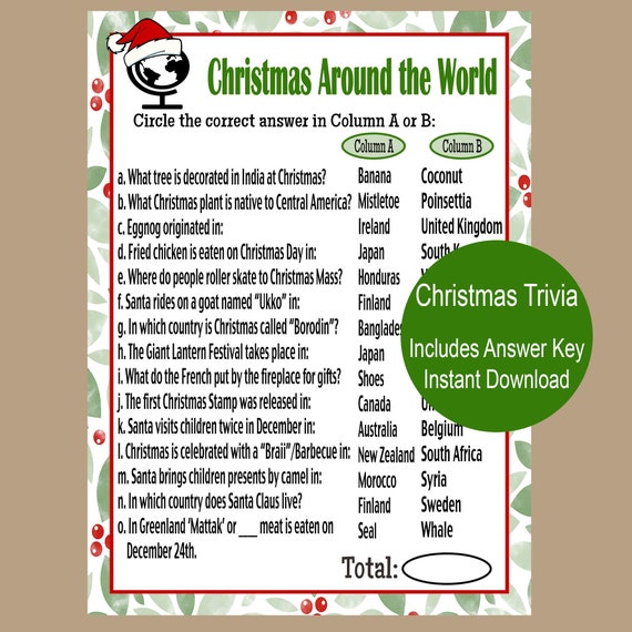 Christmas Game Christmas Trivia Christmas Around the World - Etsy Canada
