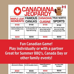 Canada Jeopardy Game, Canada Trivia Game, Fun Canada Day Game, Victoria ...