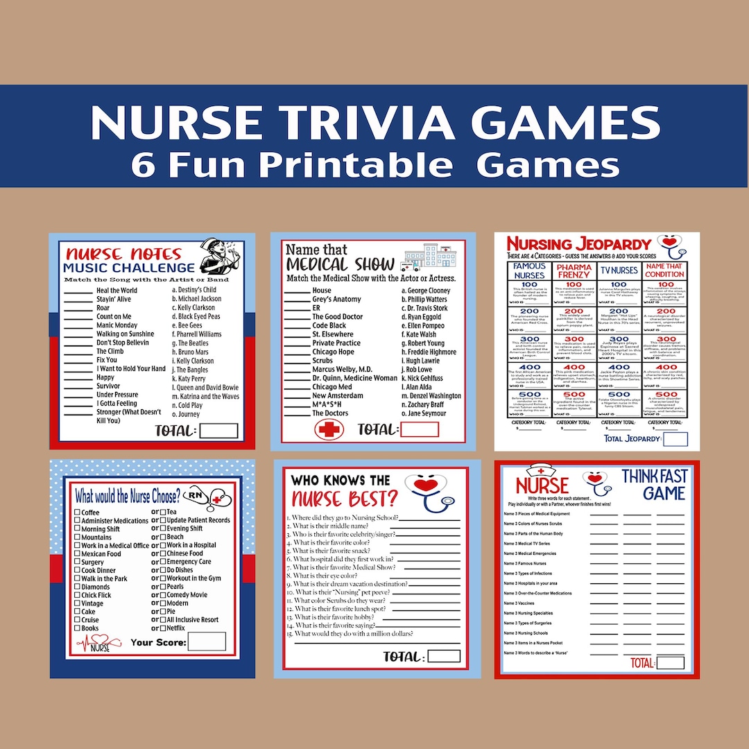 Nurse Appreciation Week Games, Nurse Trivia Games, Fun Nurse Birthday ...