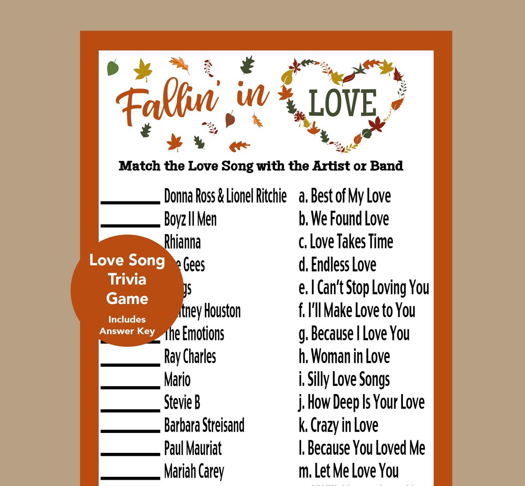 Love Song Trivia Game, Autumn Trivia Game, Friendsgiving Game ...