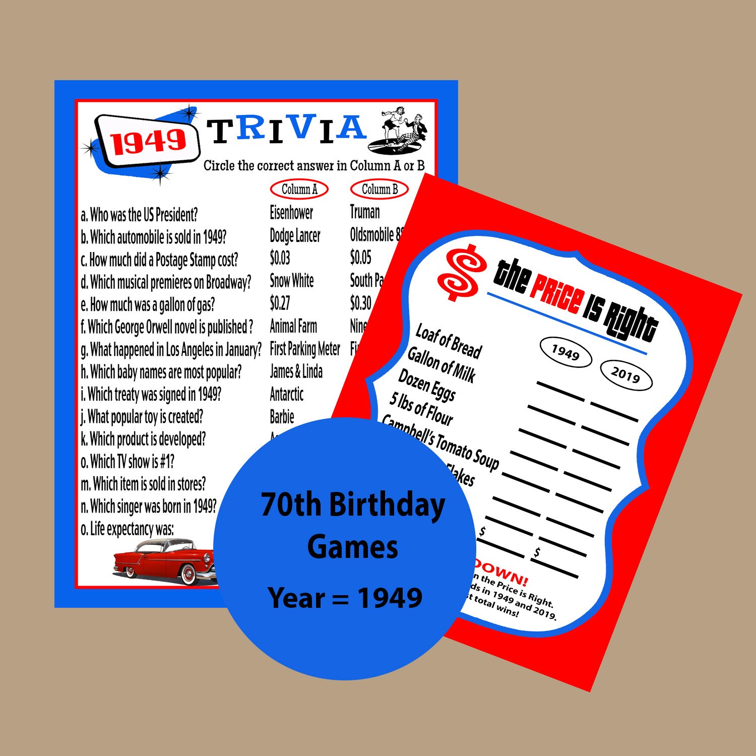 70th Birthday Party Games Adult Party Games Price Is Right Etsy