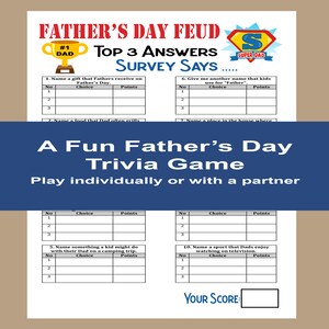 Fathers Day Feud Game, Fathers Day Trivia Game, Fathers Day Game for ...