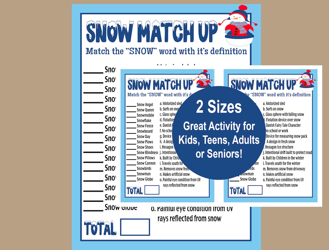Winter Game Wintertime Activity for Kids Winter Snow Trivia - Etsy