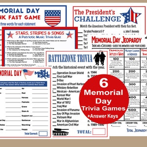 Memorial Day Games, Patriotic Trivia Games, American Trivia Games ...