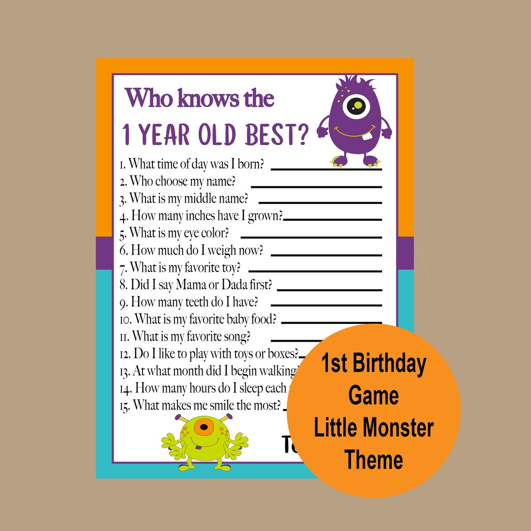 Little Monster 1st Birthday Party Game, Monster Game, First Birthday ...