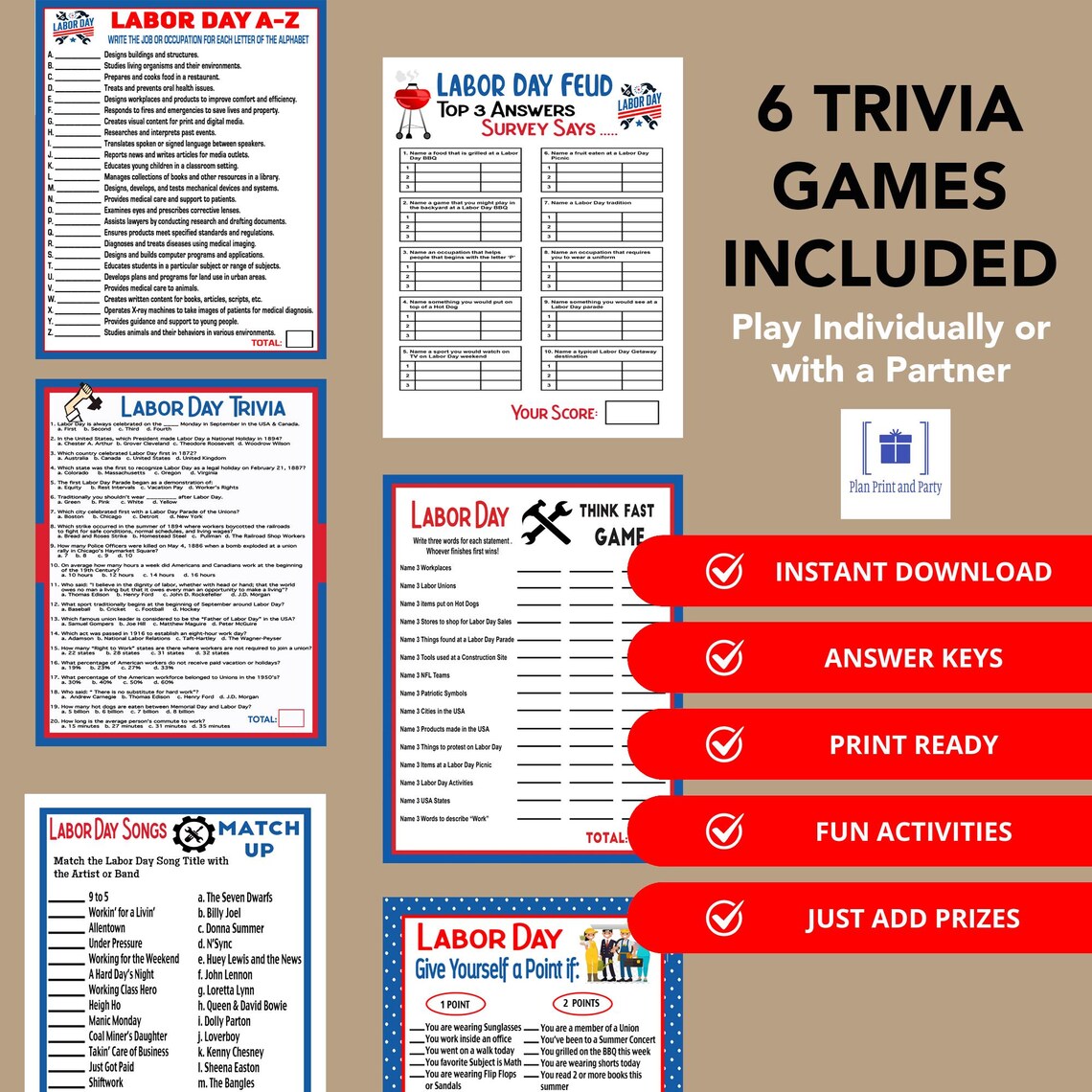 Labor Day Games, Labor Day Trivia, Labor Day Facts Quiz, Family BBQ ...