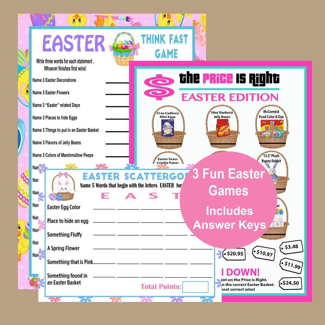 Printable Easter Game Bundle, Adult Easter Games, Teen Easter Games ...