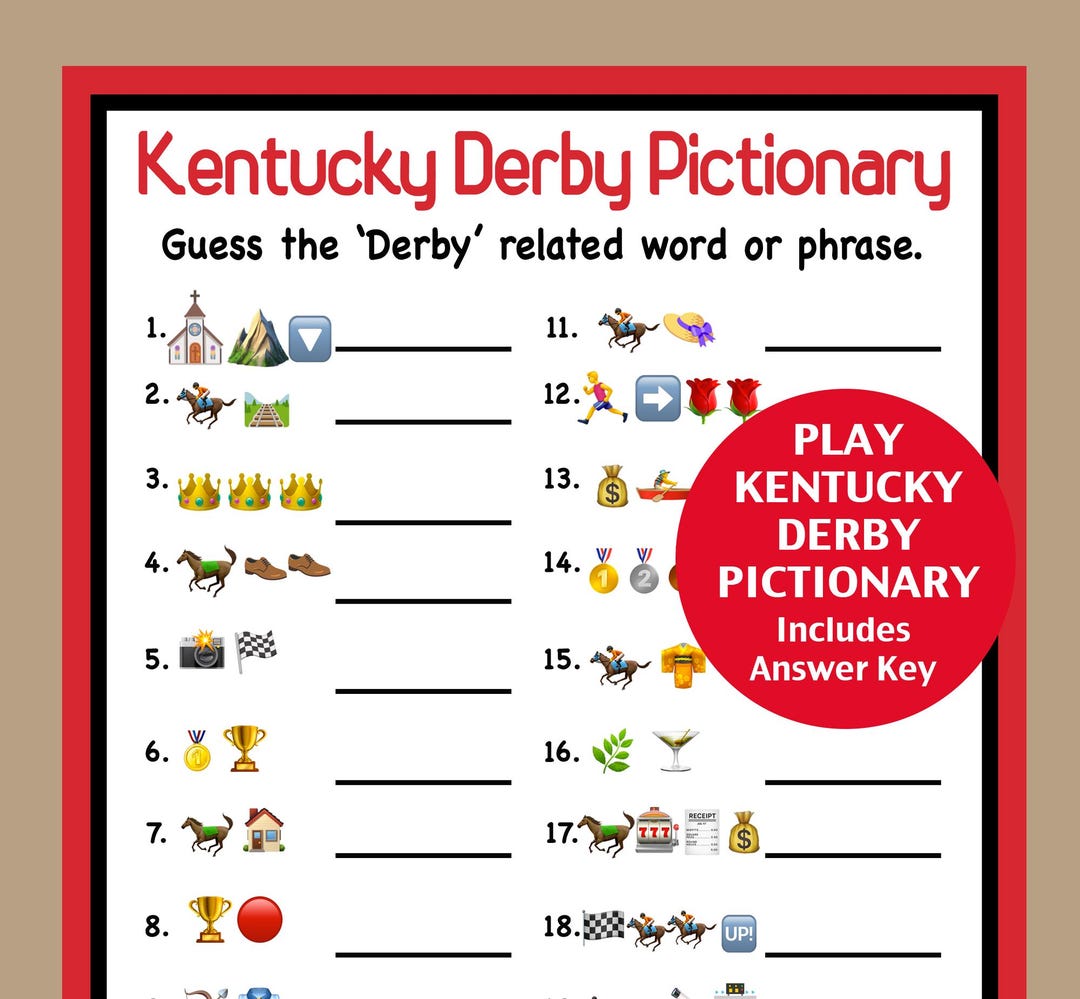 Kentucky Derby Emoji Game | Derby Party Pictionary Printable | Horse ...