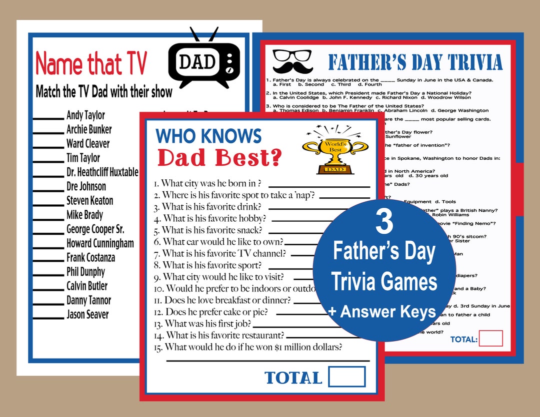 Father's Day Trivia Game, Father's Day Quiz Game, Father's Day Group ...